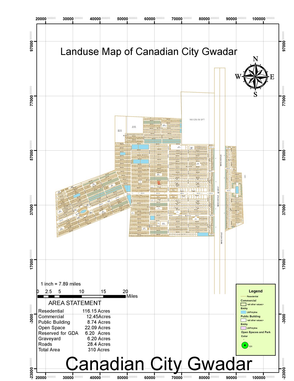 Landuse map of Canadian city Gawadar.. - Canadian City